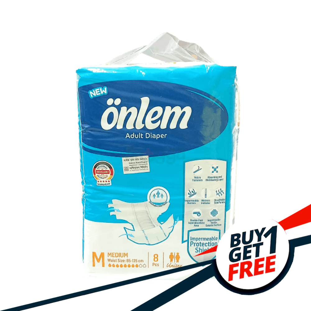 Onlem Adult Diaper M 8 pcs (85-125 cm) Buy 1 Get 1 Free