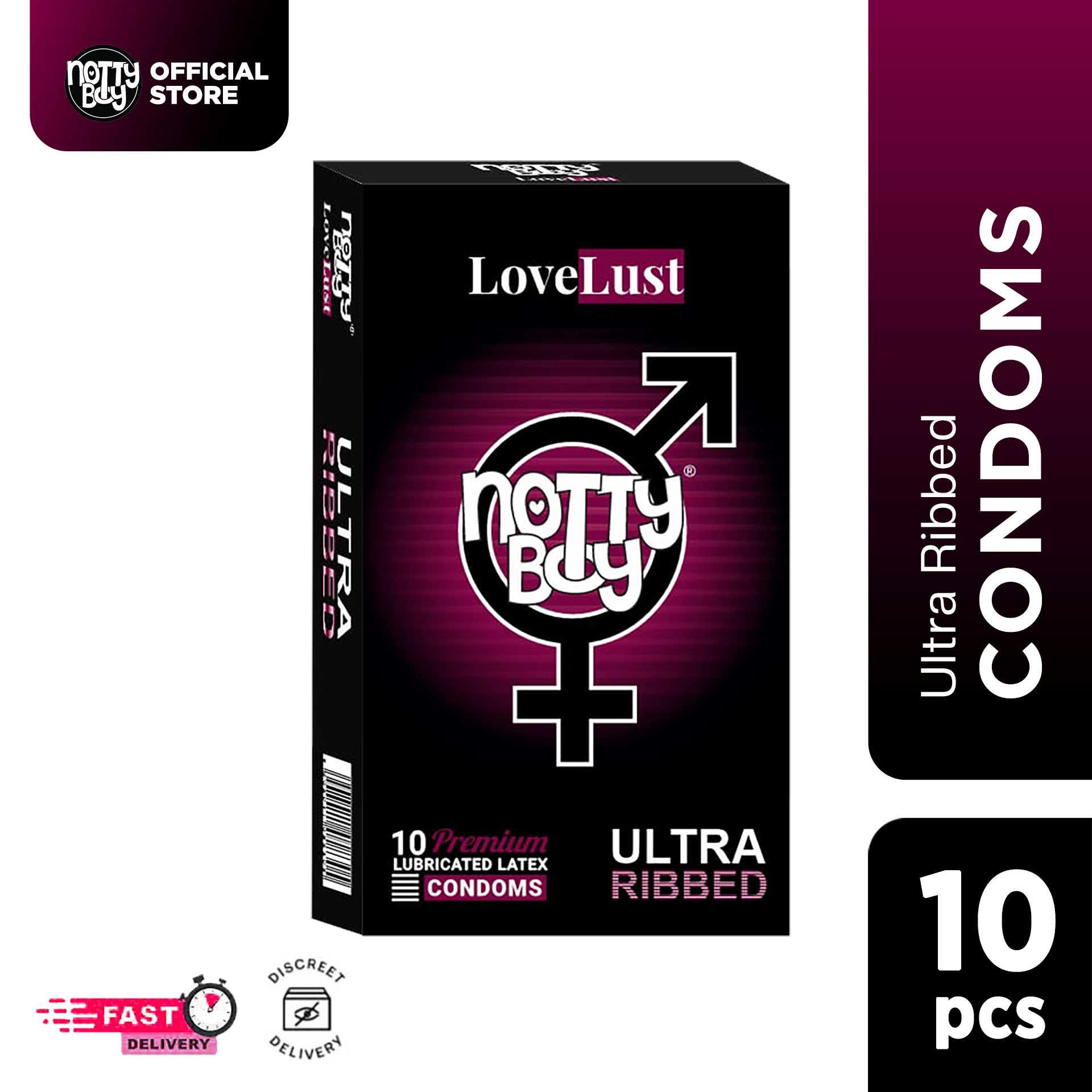 Notty Boy Love Lust – Ultra Ribbed Condoms - 10s Pack