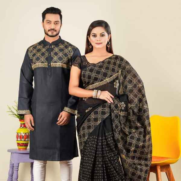 Saree & Panjabi Combo Dress For Couple NFH-002