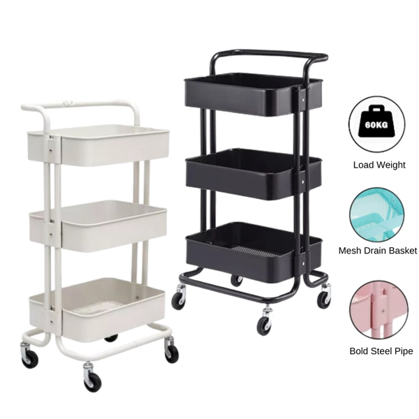 Kitchen Trolley 3 Tier Multi-function Trolley Storage Trolley