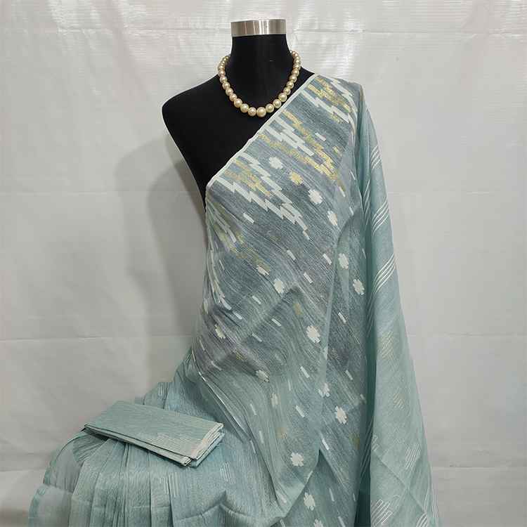 Mala Temple Half Silk Blue Powder - Matching